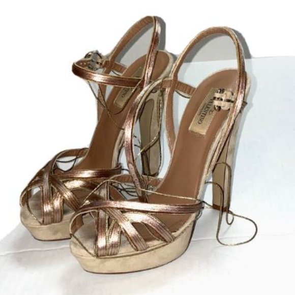 Valentino | Shoes | Valentino Authentic Heels 395 Pink Metallic ...
